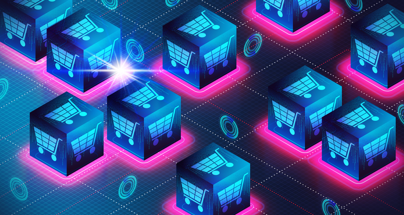 Decentralized eCommerce Concept - DeCo - 3D Illustration - E-commerce e ...